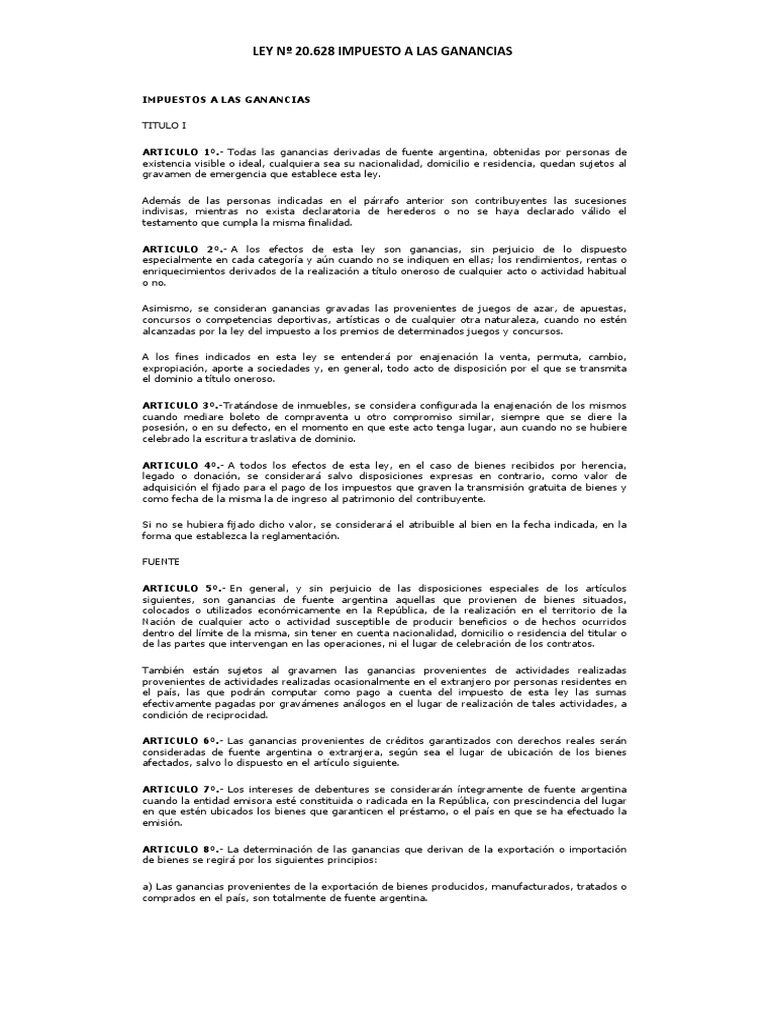 Ley De Impuesto A Las Ganancias Pdf Impuesto Sobre La Renta 7277