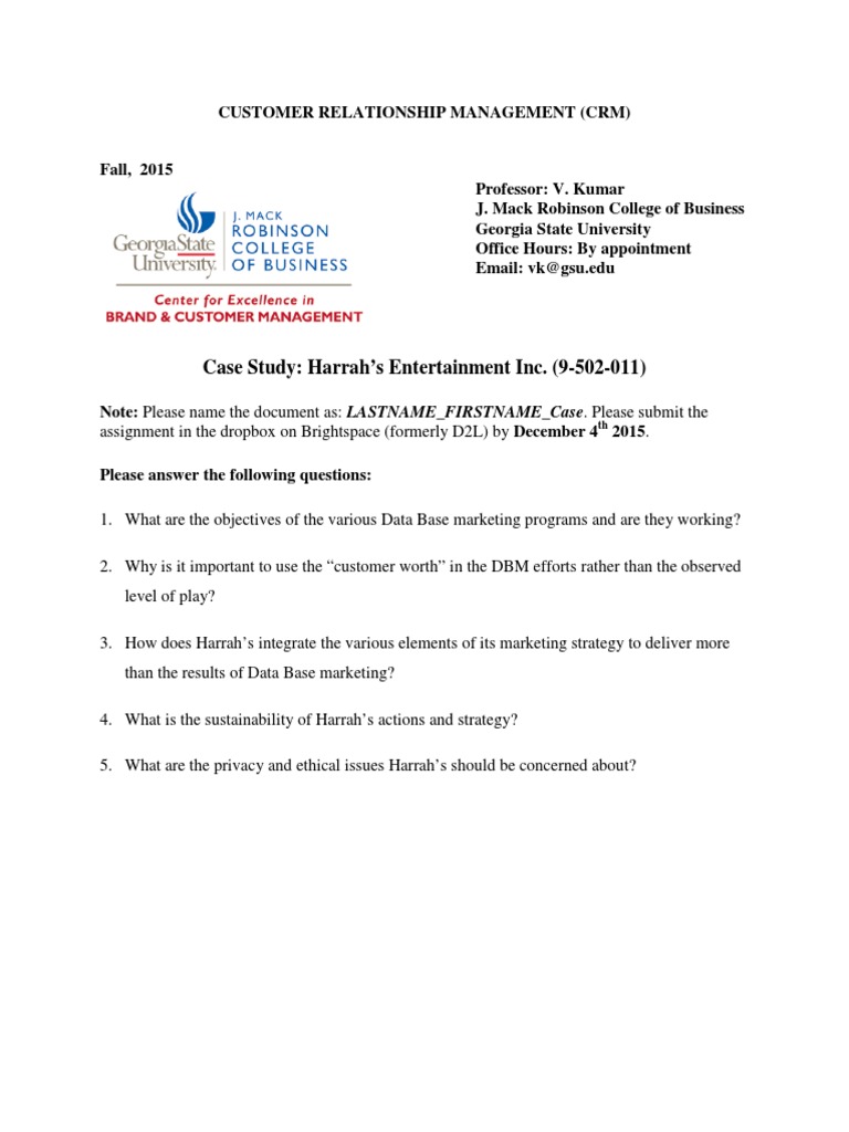 CRM Case Study: Harrah's Customer Relationship Management | PDF