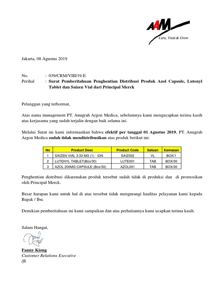 2019.39 - Surat Pemberitahuan Penghentian Distribusi Produk Azol ...