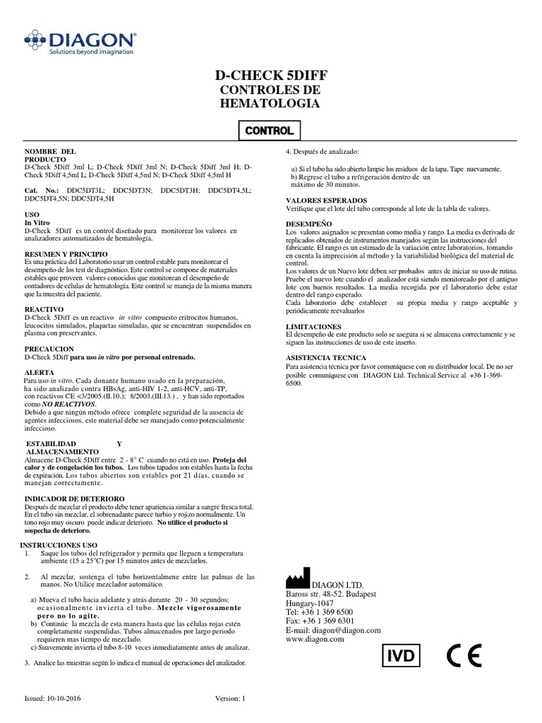D-Check 5diff Inserto PDF | PDF | Laboratorios | Medicina