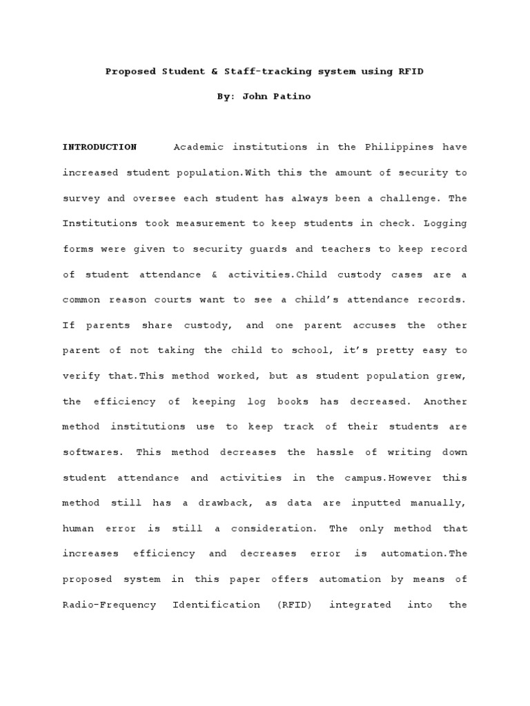Student Tracker With RFID Integration Proposal Thesis Capsu | PDF ...