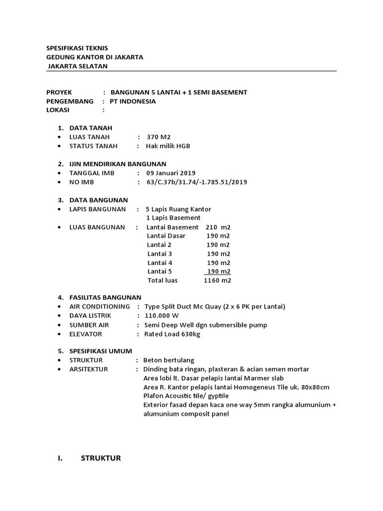 Contoh Data Proyek Pembangunan Gedung | PDF