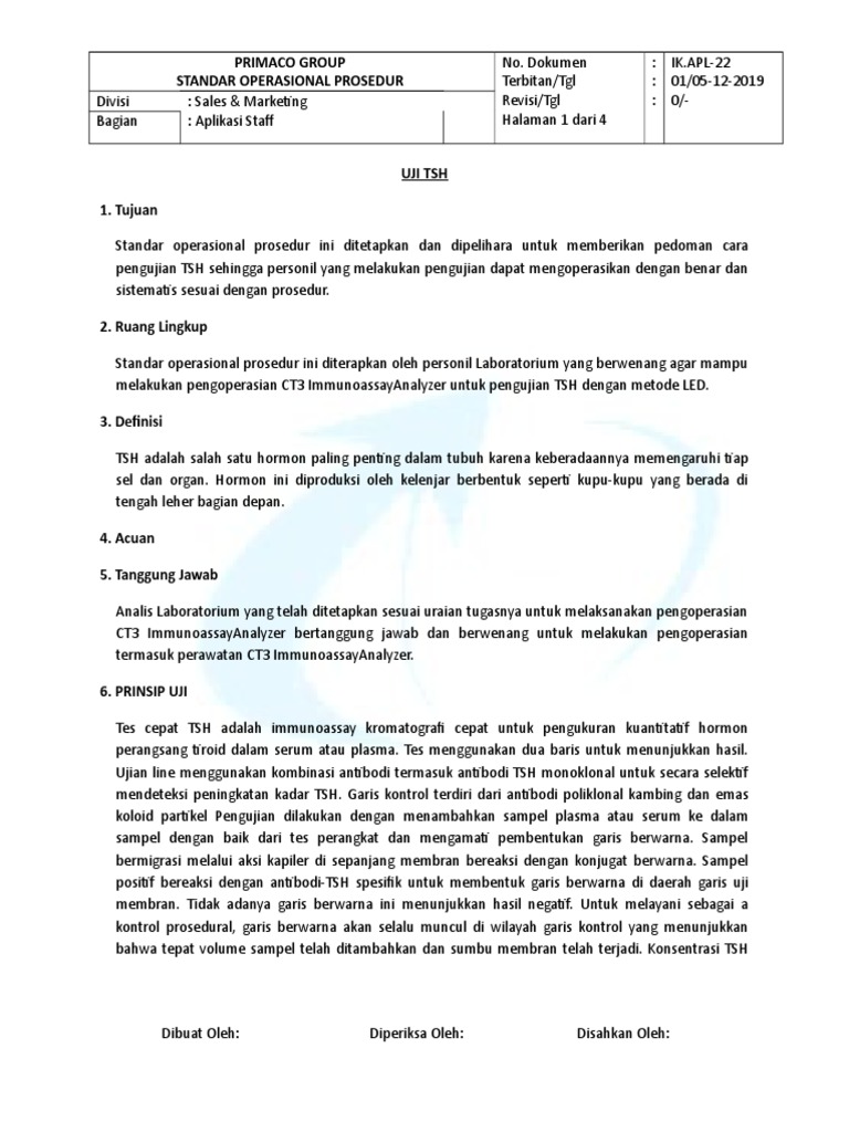 Sop TSH | PDF