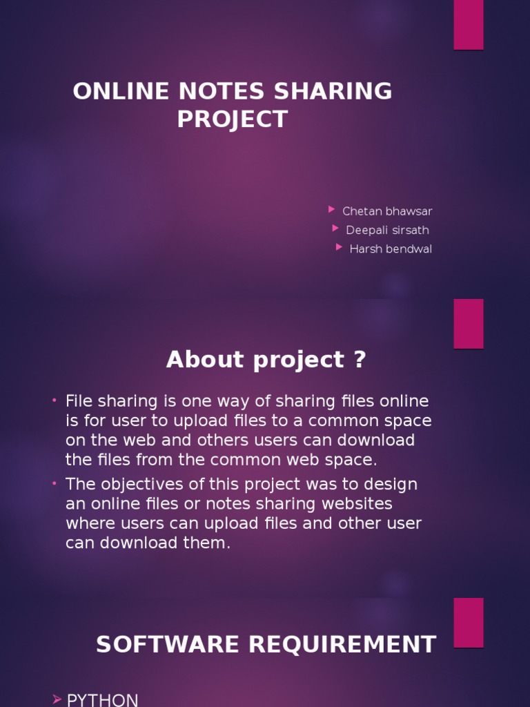 ONLINE NOTES SHARING PROJECT PPT Finale | PDF