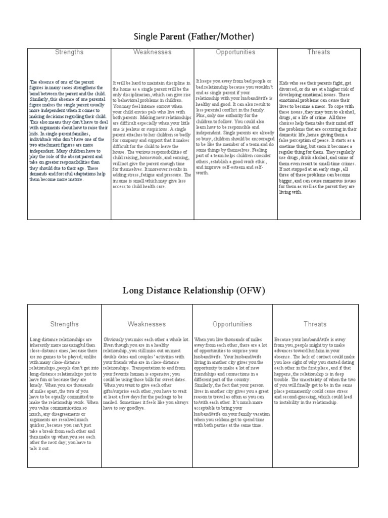 SWOT Analysis | PDF | Single Parent | Family