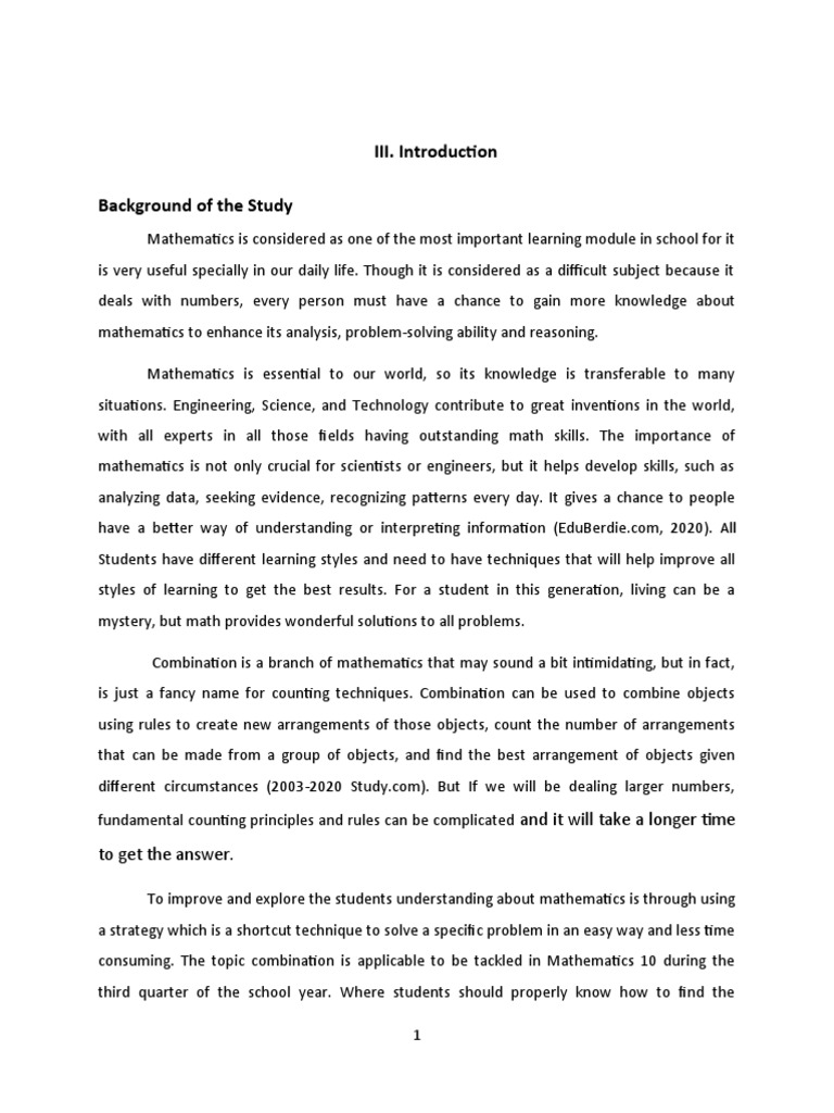 Math Investigatory Project | PDF | Teaching Mathematics | Cognition