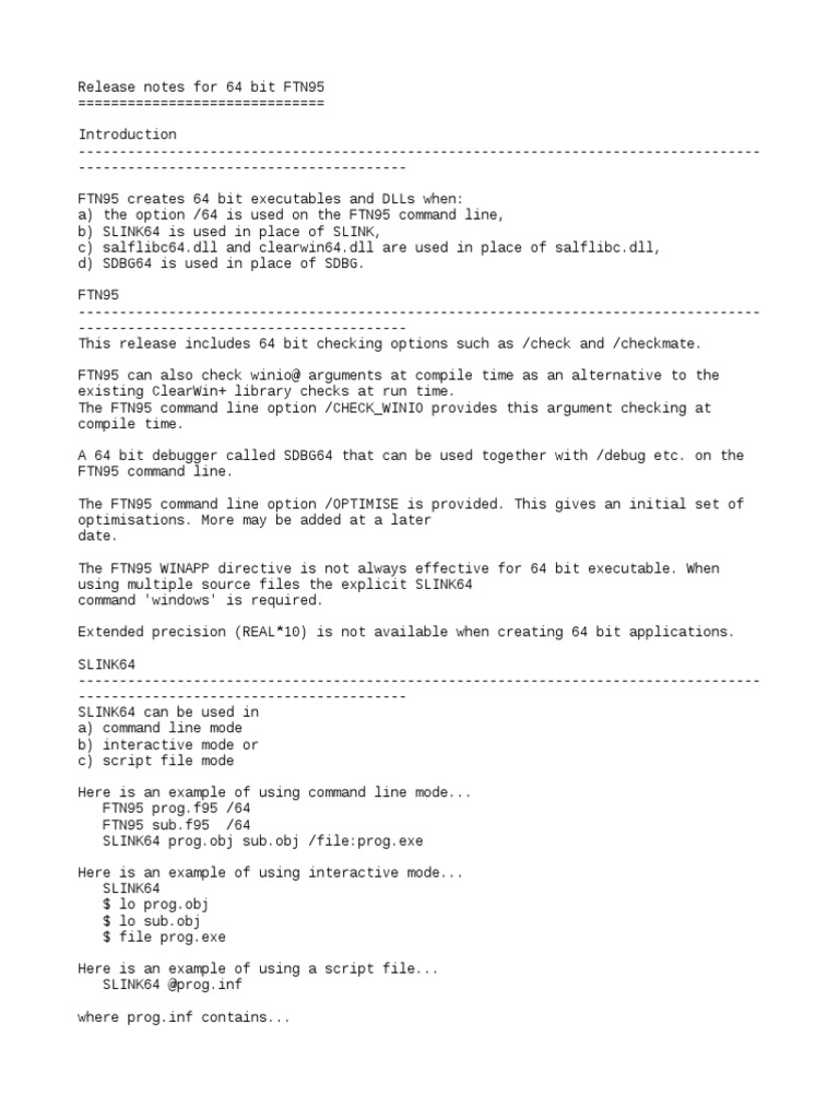 Manual Silverfrost | PDF | Parameter (Computer Programming) | 64 Bit Computing