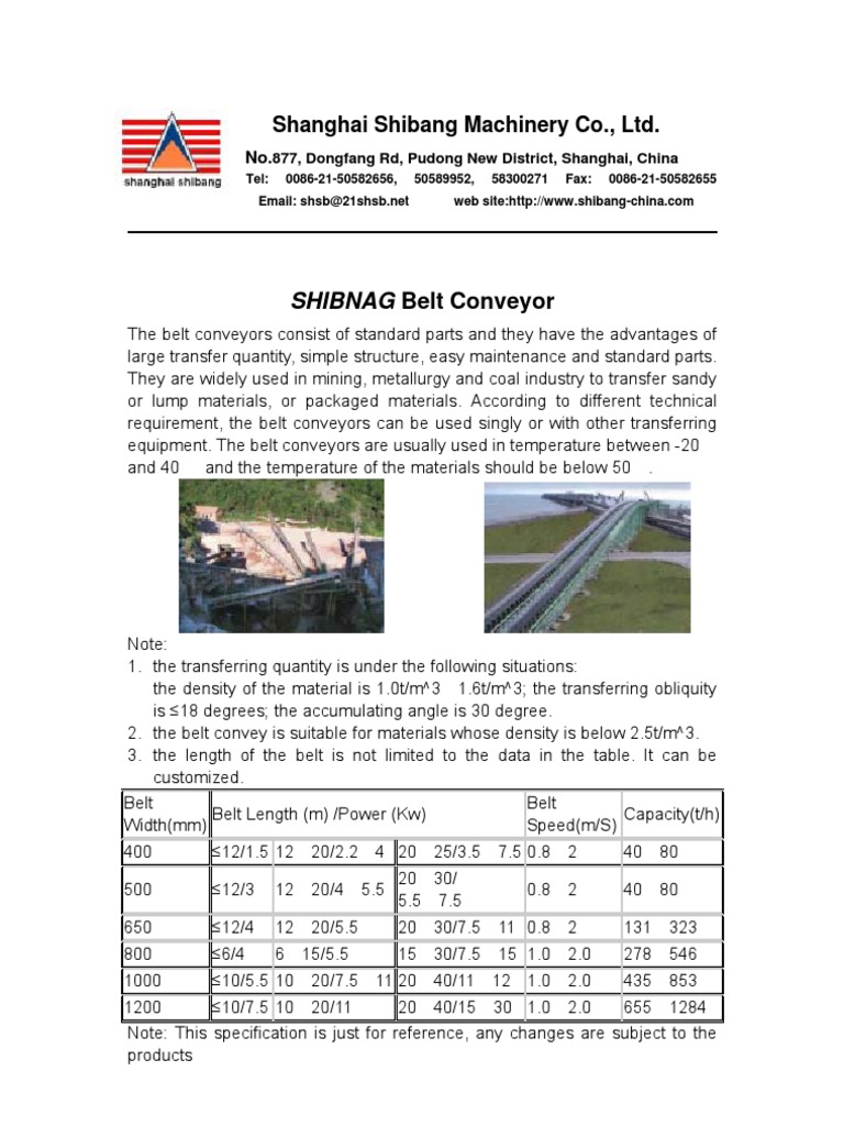 Belt Conveyor | PDF