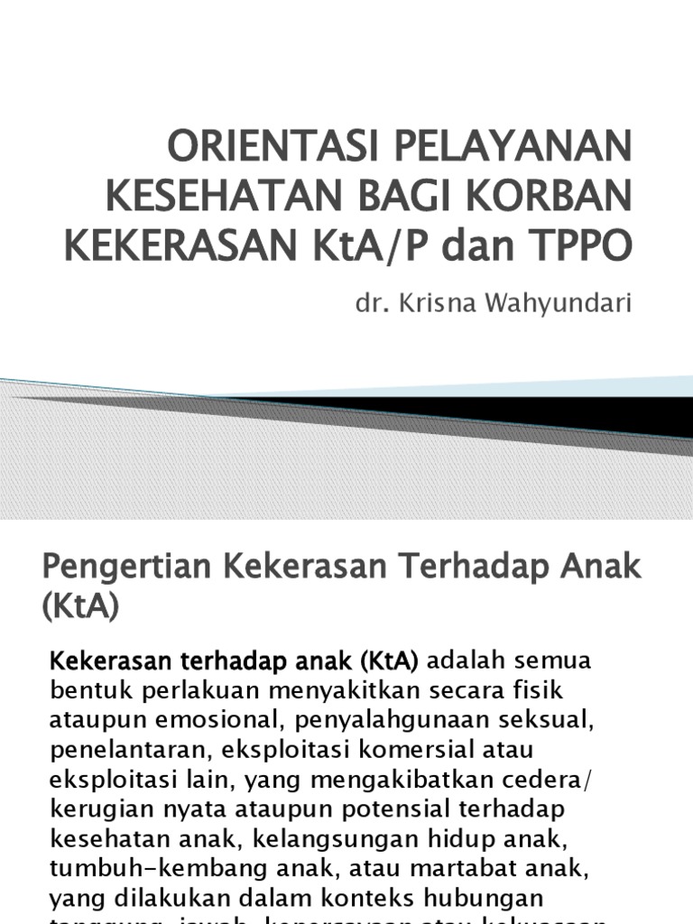 Pelayanan Kesehatan Korban KtA dan TPPO | PDF | Pengembangan Diri | Kesehatan Holistik