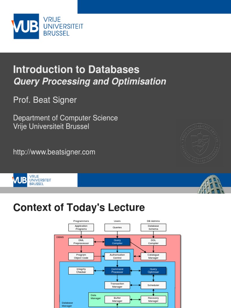 Query Processing and Optimisation - Intr | PDF | Database Index | Databases