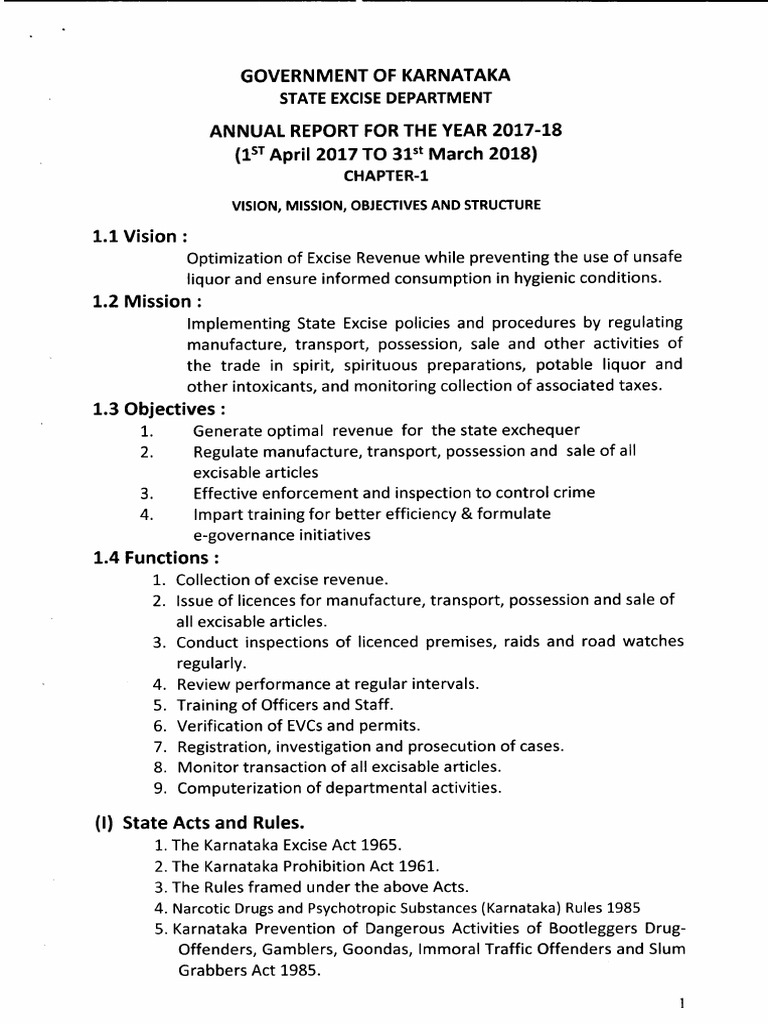 Karnataka Excise AR FY18 | PDF | Business