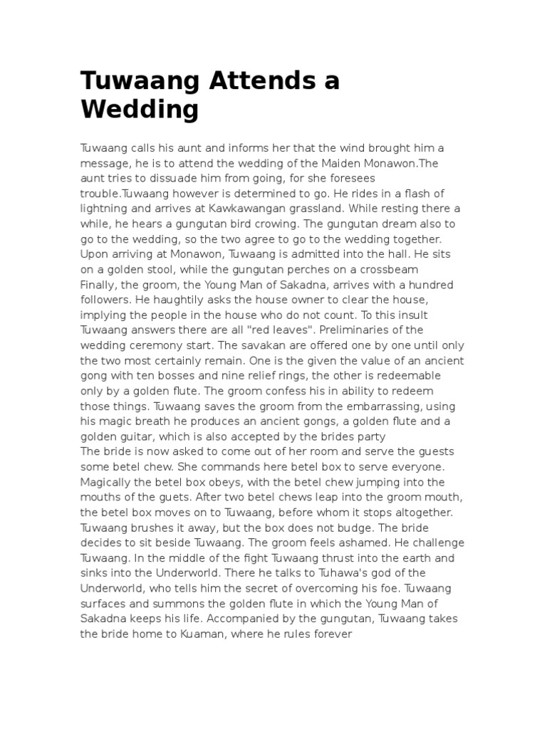 Tuwaang Attends A Wedding | PDF | Wedding