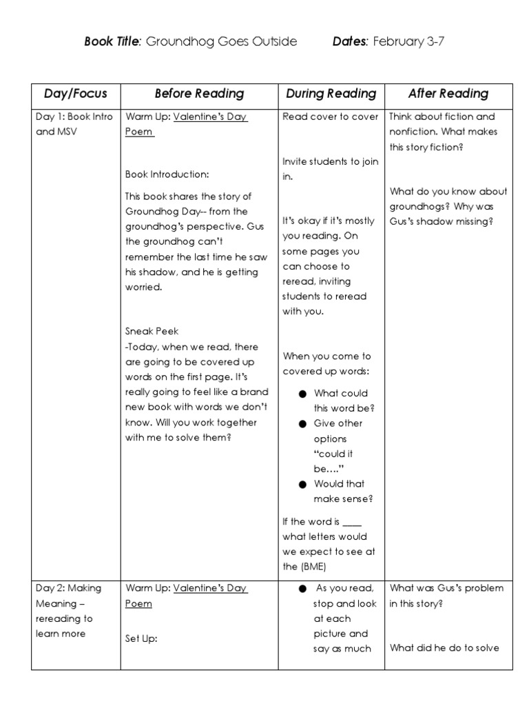 Groundhog Goes Outside | PDF | Fluency | Reading Comprehension