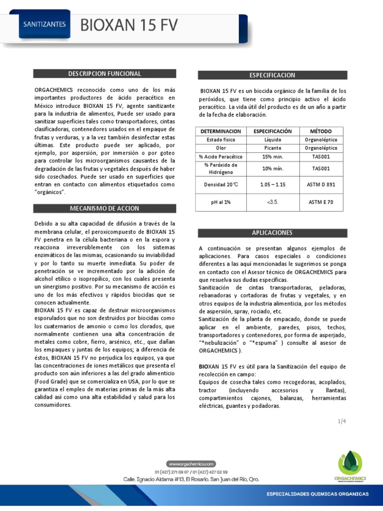 Paquete Bioxan 15 FV PDF | PDF | Agua | Química
