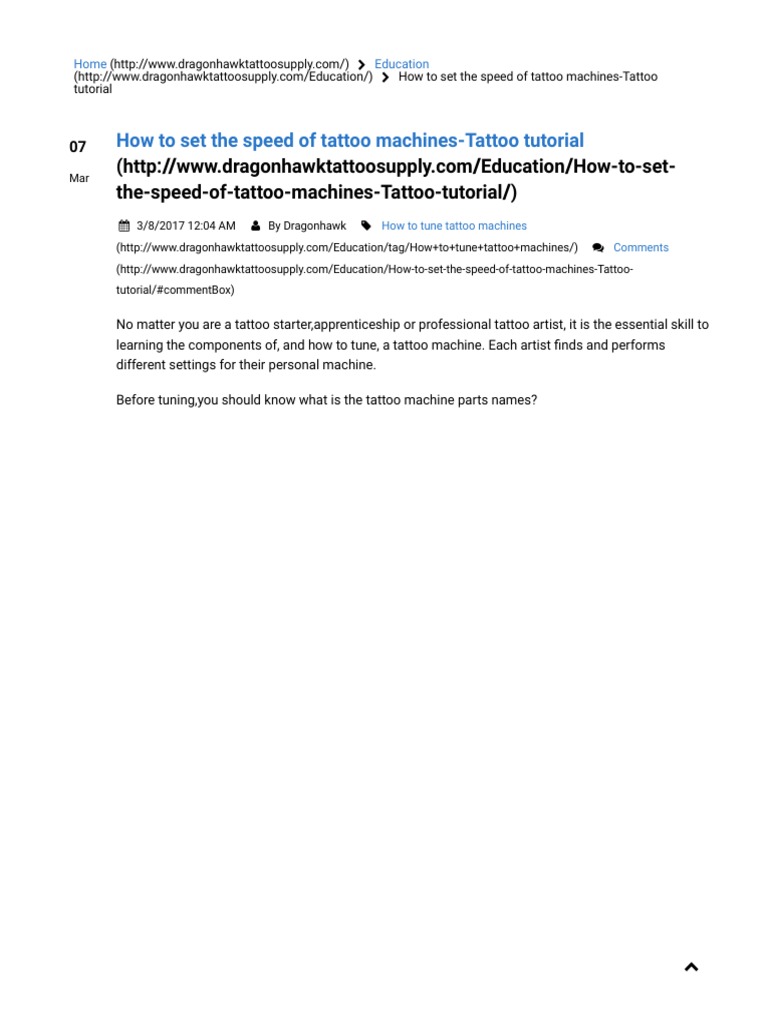 How To Set The Speed of A Tattoo Machine - Education PDF | Download ...