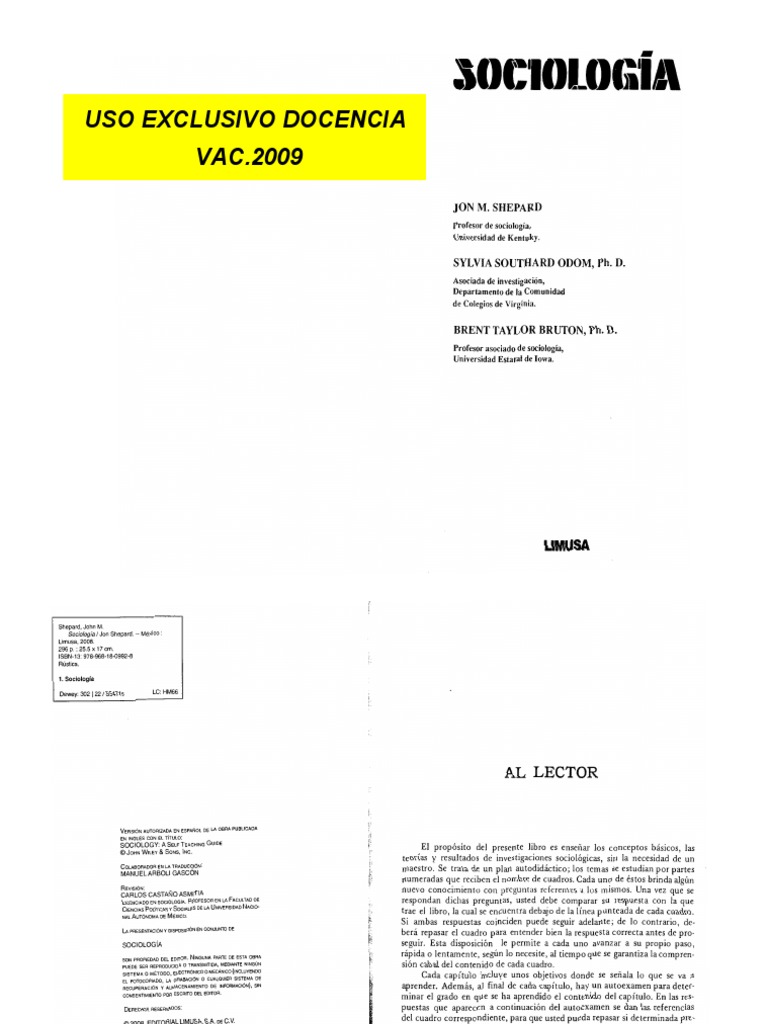 Sociología (Jon Shepard) | PDF