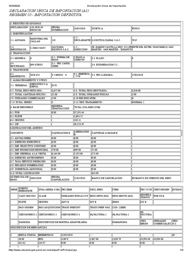 DUA - Caso de Importación | PDF