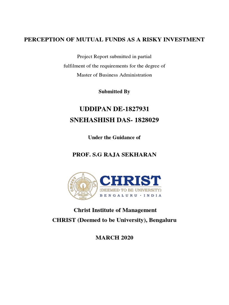 PFP Project Report PDF | PDF | Mutual Funds | Survey Methodology