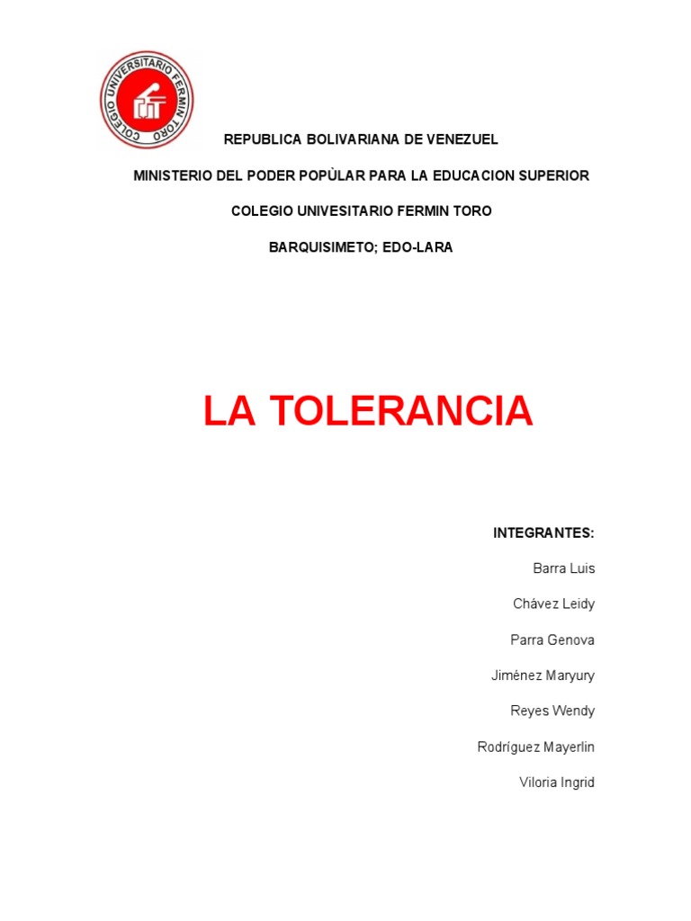 Trabajo de La Tolerancia | PDF | Tolerancia | Racismo