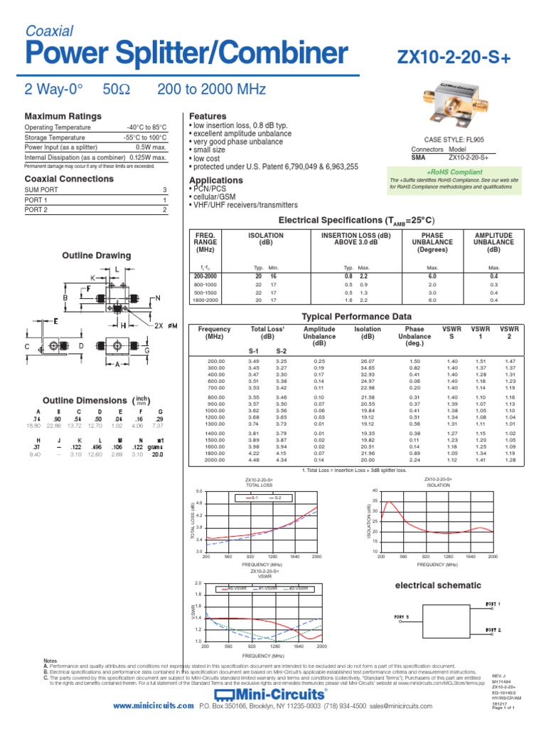 ZX10-2-20-S+ Mini - Circuits | PDF | Telecommunications | Electronic ...