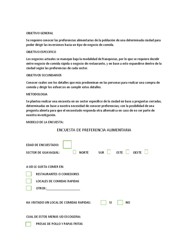 Encuesta de preferencias alimentarias en Guayaquil: Un estudio sobre ...