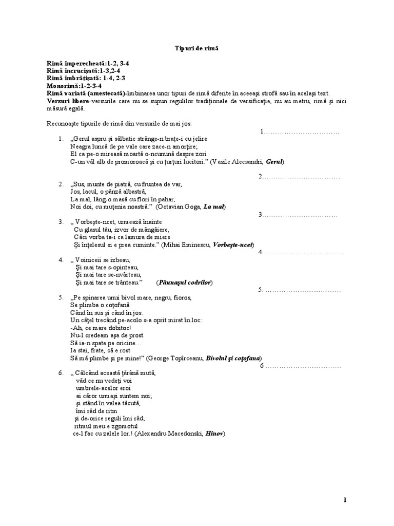 Tipuri de Rima | PDF