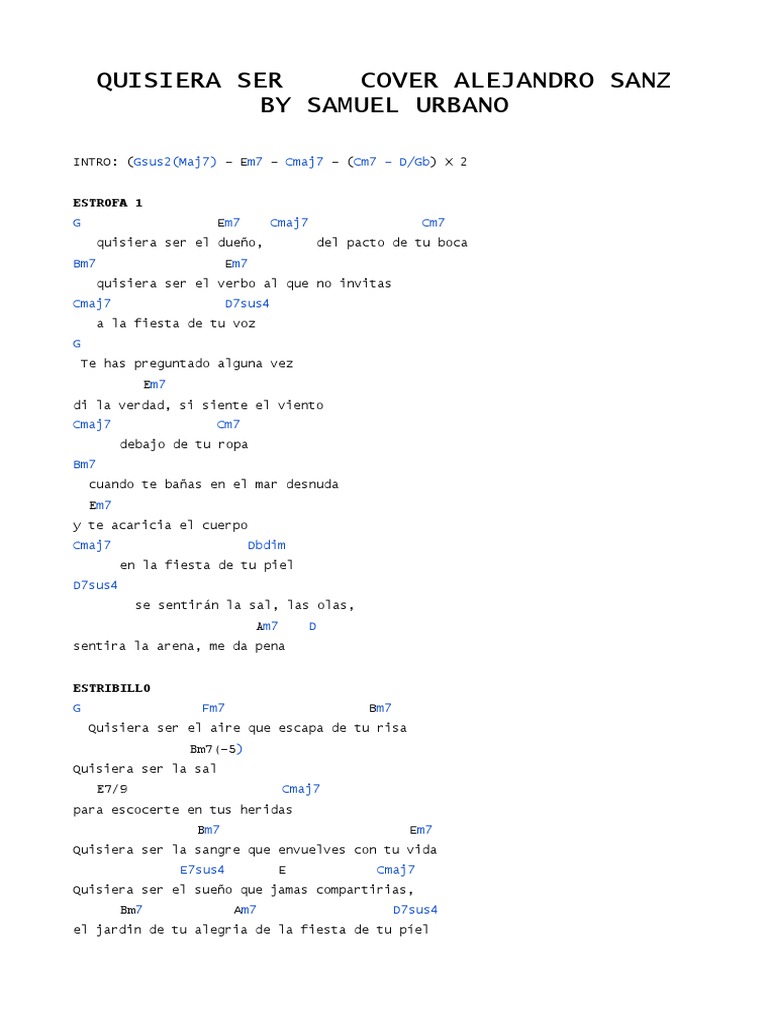Quisiera Ser Caover Alejandro Sanz | PDF