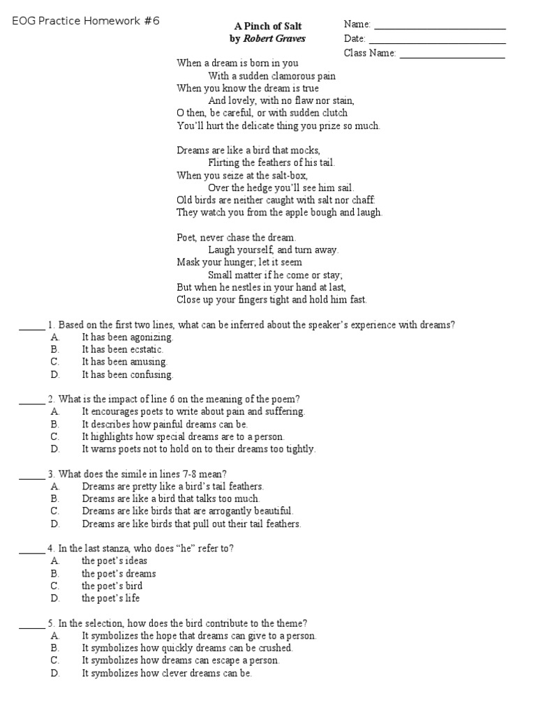 Eog Practice 6 | PDF | Poetry