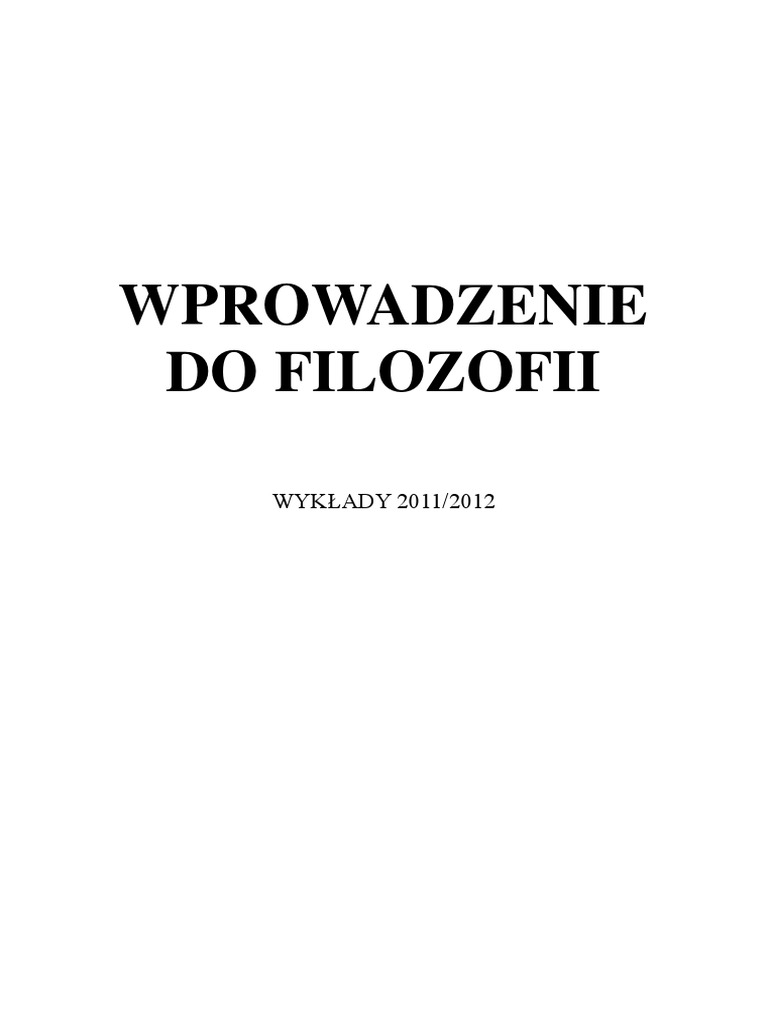 Wprowadzenie Do Filozofii | PDF