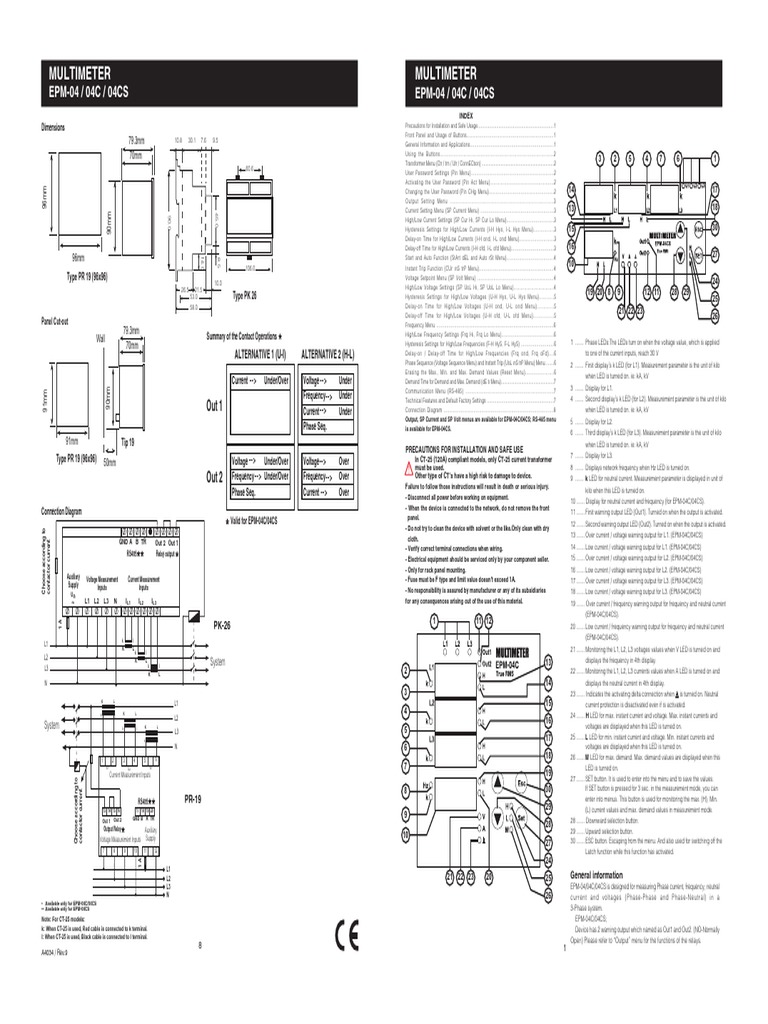 EPM 04 04C 04CS EN A4034 Rev9 | PDF | Transformer | Menu (Computing)