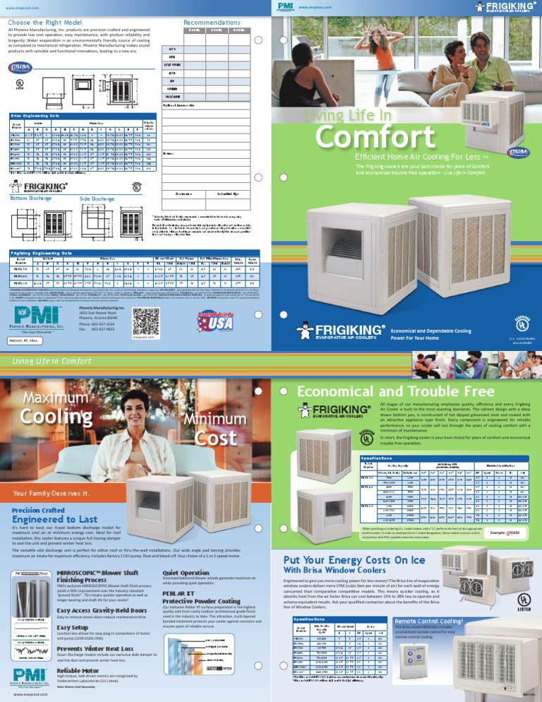 Frigiking fs650 Evaporative Cooler Brochure | PDF | Engines | Pump