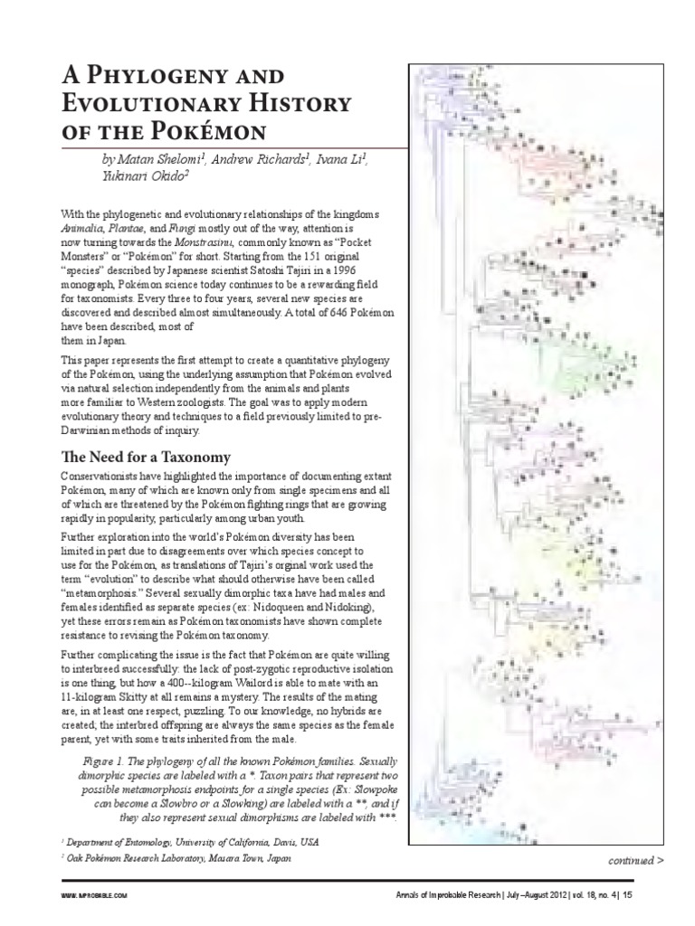 Pokemon Phylogeny PDF | PDF | Taxonomy (Biology) | Evolution