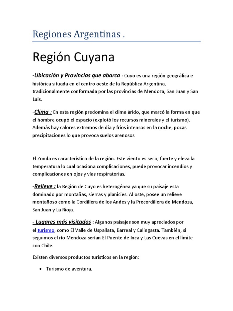 Clima y Economía de la Región de Cuyo | PDF | Argentina | Ciencias de ...
