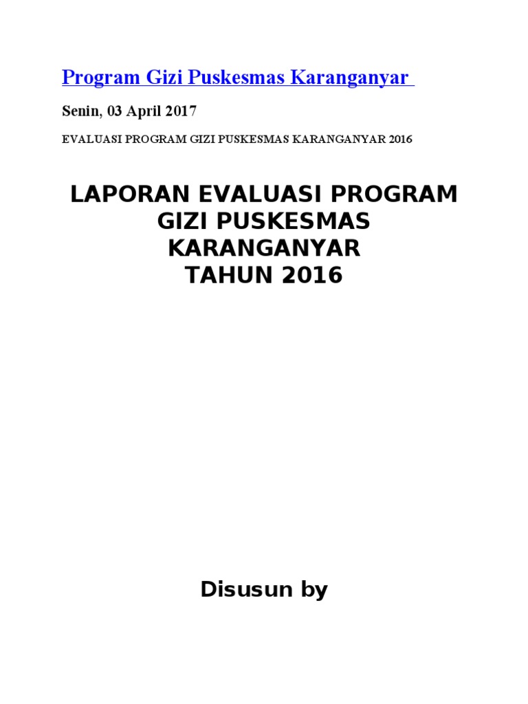 Program Gizi Puskesmas Karanganyar | PDF