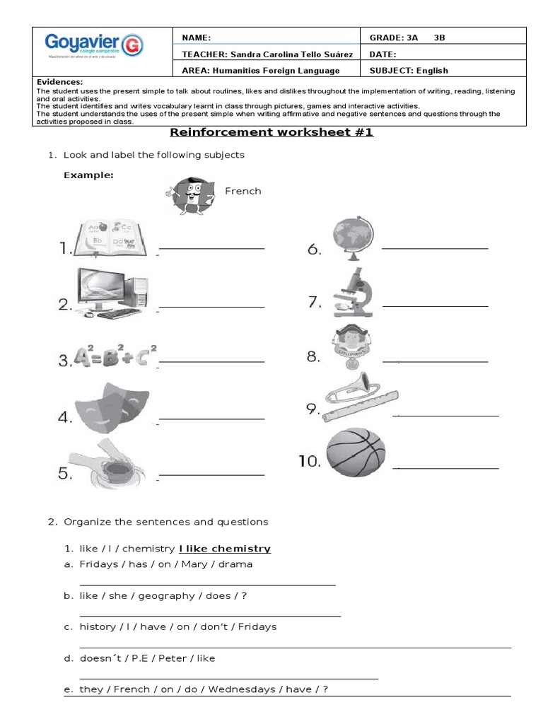 Reinforcement Worksheet 1. First Term (3rd) | PDF | Human Communication | Linguistics