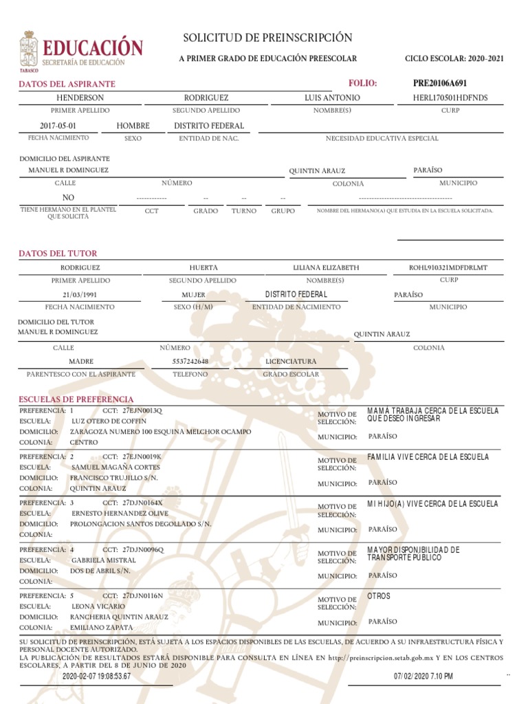 Preinscripcion Pre20106a691 | PDF | México | Educación avanzada
