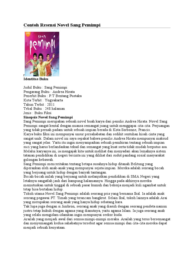 Contoh Resensi Novel Sang Pemimpi | PDF