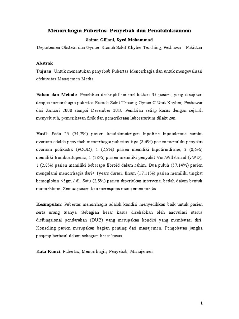 Jurnal Menorrhagia Pubertas | PDF | Pengembangan Diri | Sains & Matematika