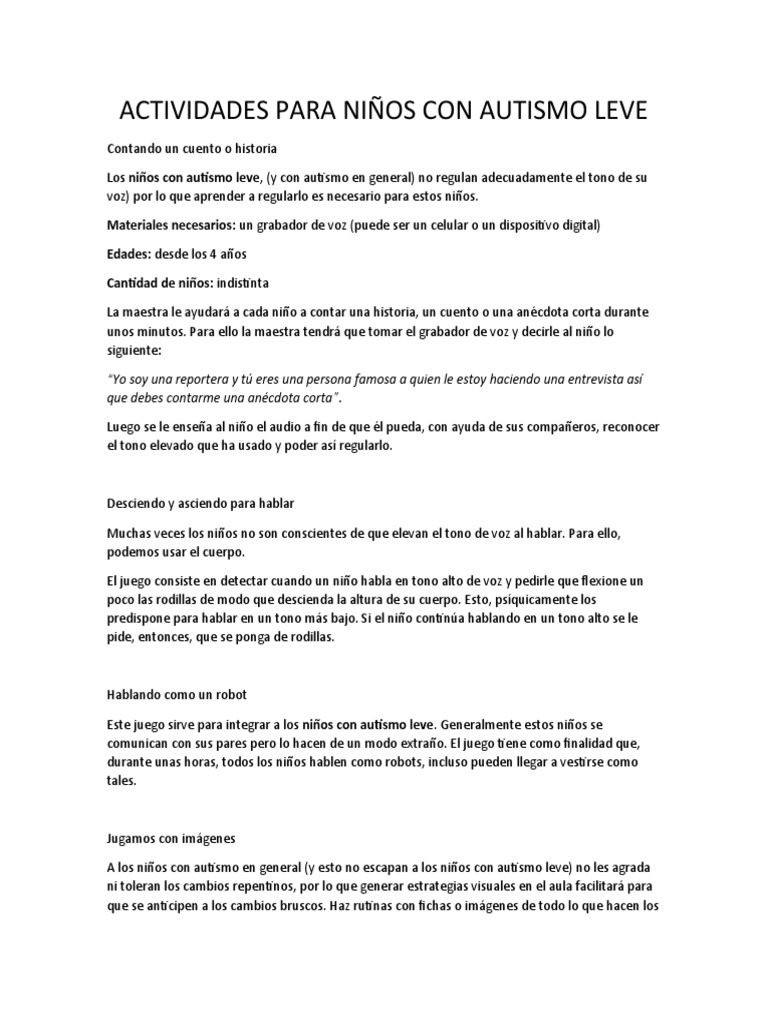 Actividades para niños con autismo leve | PDF | Espectro autista | Robot