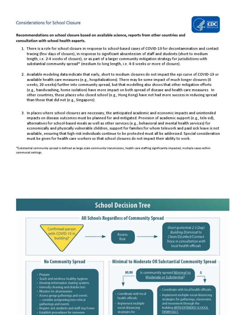 CDC Guidelines Re School Closures | PDF | Grandparent | Child Care