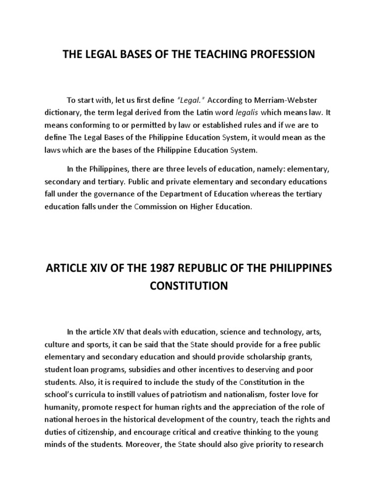 The Legal Bases of The Teaching Profession | PDF | Teachers | Citizenship