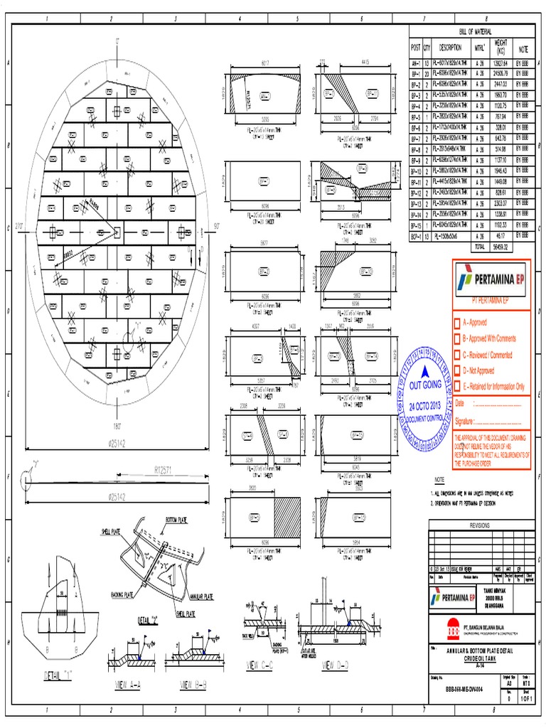 BOTTOM DETAIL TANKI MINYAK 20000 Bbls Rev 0 PDF | PDF