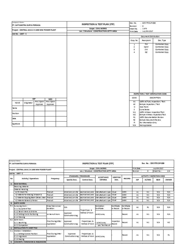 ITP Construction Jetty R0 PDF | PDF | Building Technology | Structural ...