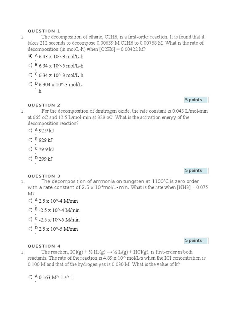 Rate Constants and Reaction Kinetics: Solving Problems Involving Zero ...