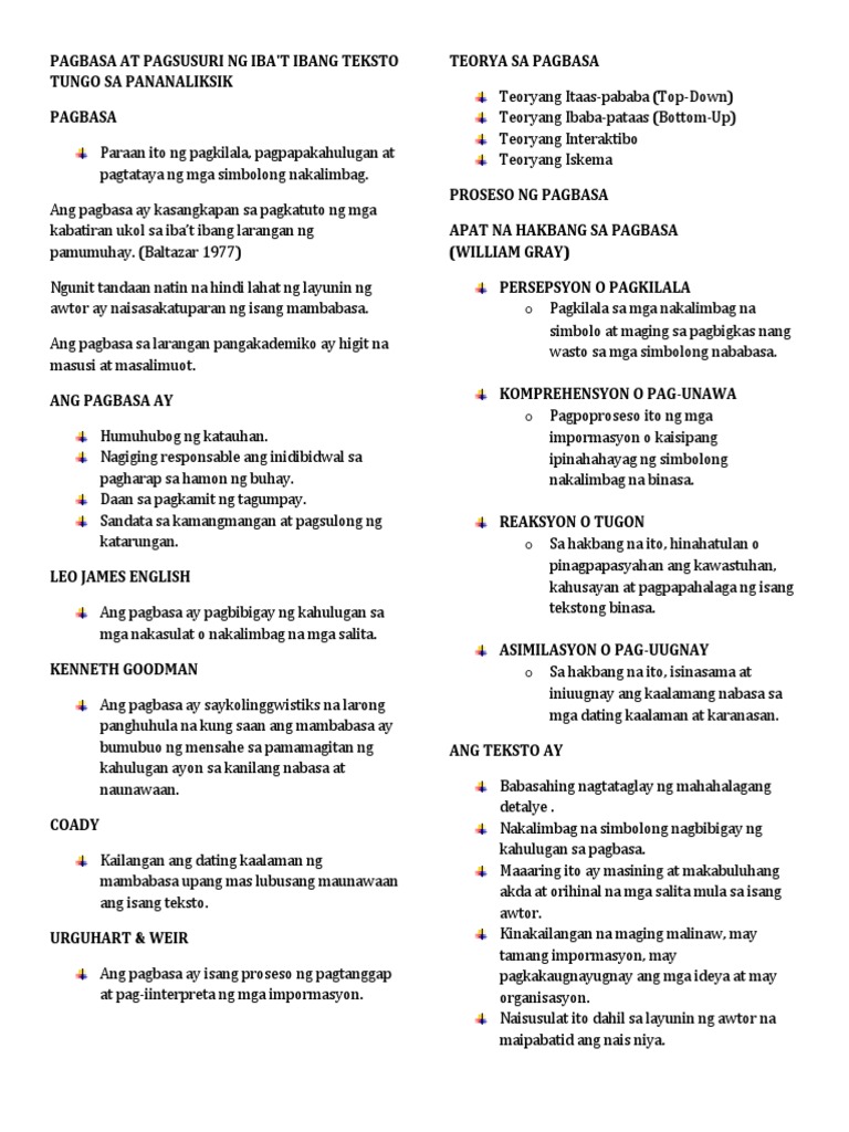 Pagbasa at Pagsusuri NG Iba't Ibang Teksto Tungo Sa Pananaliksik | PDF