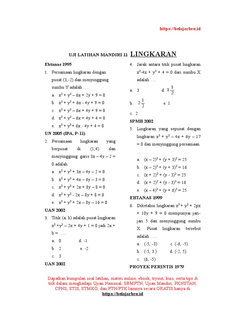 Latihan Soal LINGKARAN | PDF