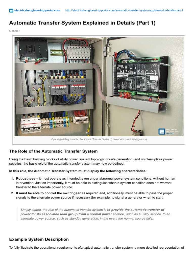 Automatic Transfer System Explained in Details Part 1 | PDF | Relay ...