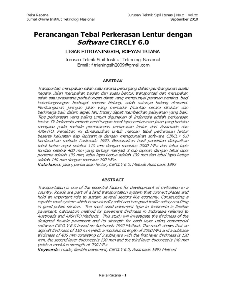 Perancangan Tebal Perkerasan Lentur Dengan Software Circly 6.0 | PDF
