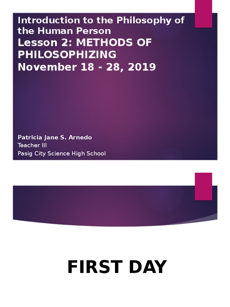 Lesson 2 Methods of Philosophizing - Day 1 4 | PDF | Truth | Argument