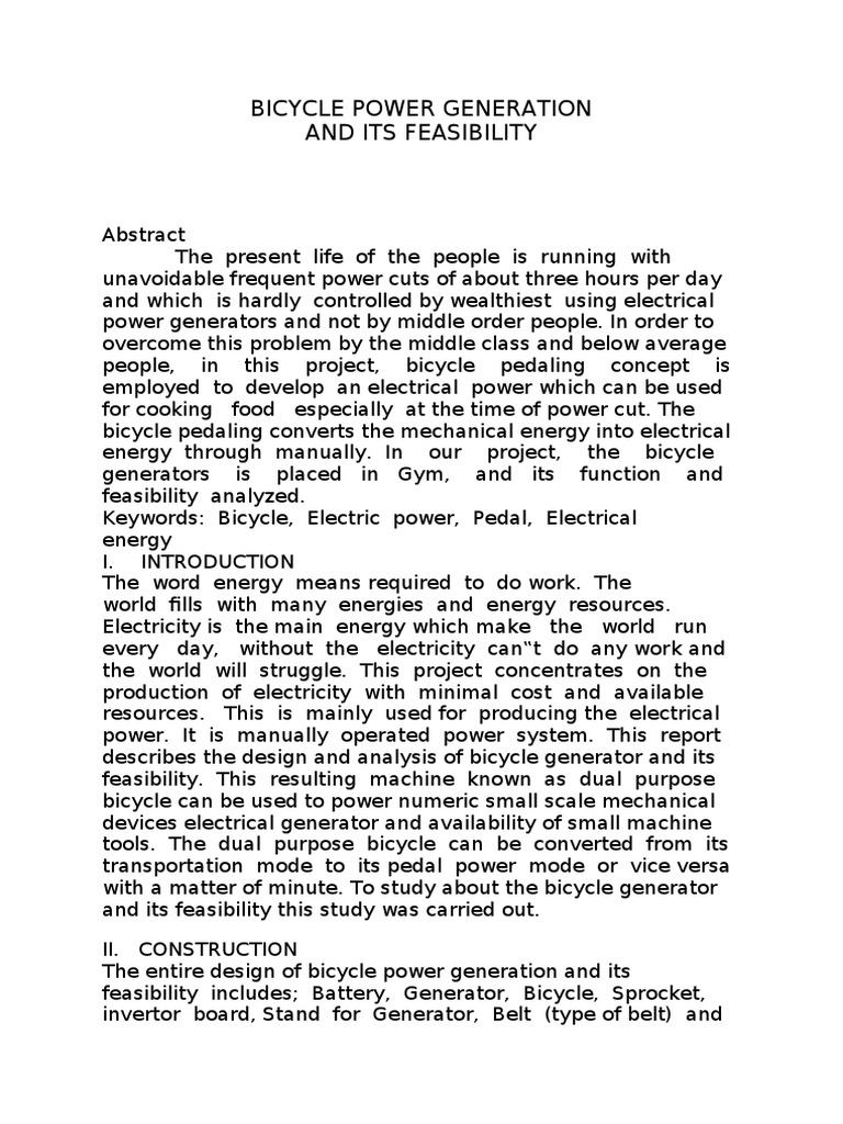 Bicycle Power Generation | Download Free PDF | Power (Physics ...